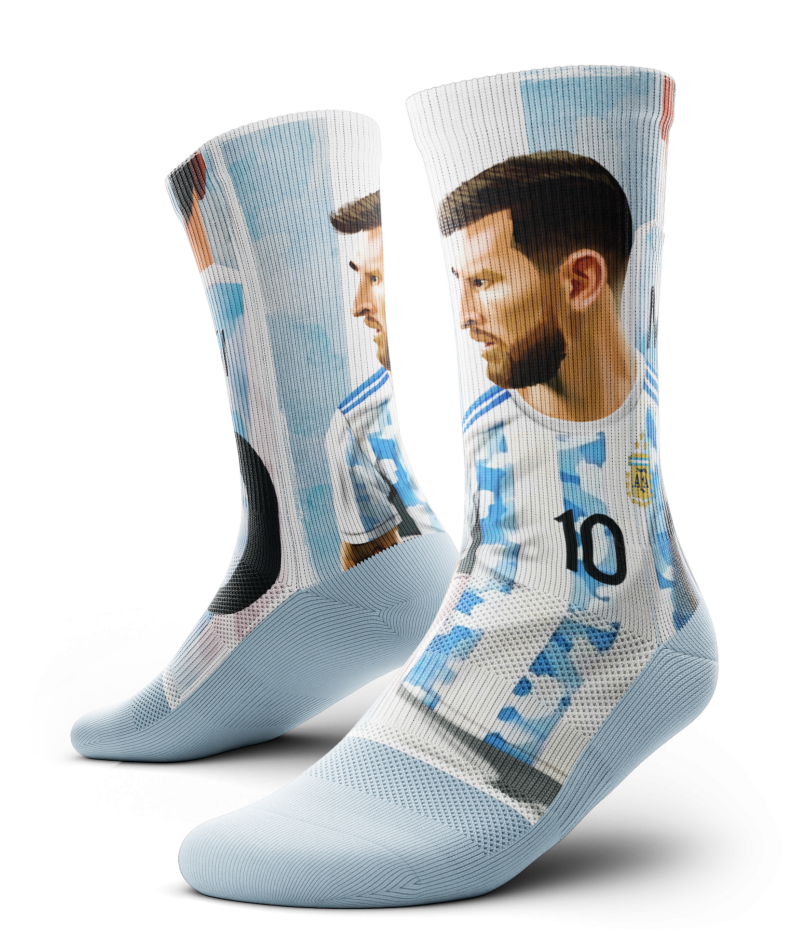 Lionel "La Pulga" Messi Split Faced Socks – Walk Wit Em Socks